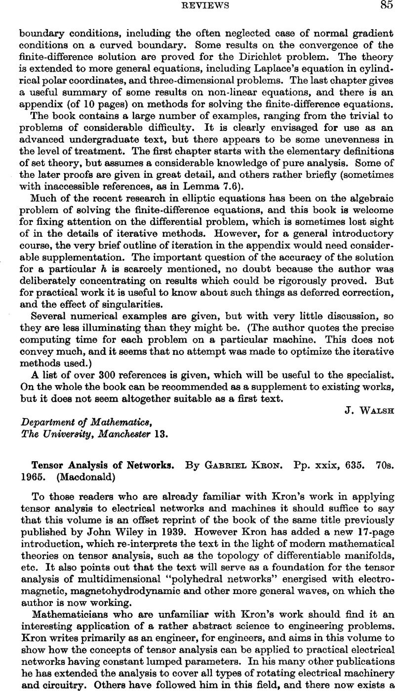Tensor Analysis of Networks. By Gabriel Kron. Pp. xxix, 635. 70s. 1965 ...