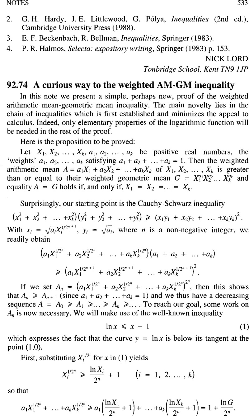 92.74 A curious way to the weighted AM-GM inequality | The Mathematical ...