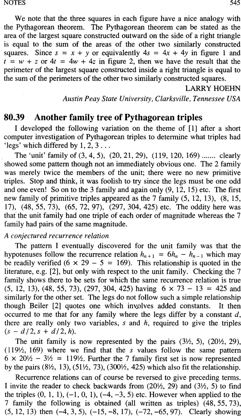 80.39 Another family tree of Pythagorean triples | The Mathematical ...
