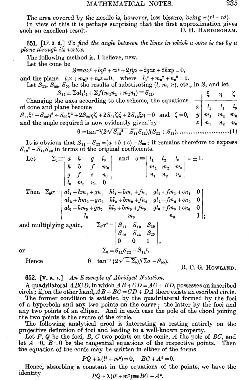 652. [V. a. i.] An Example of Abridged Notation | The Mathematical ...