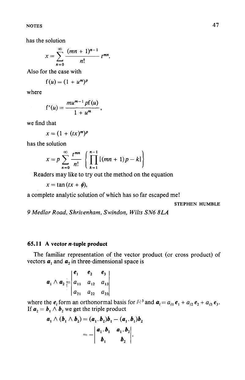 65.11 A vector n-tuple product | The Mathematical Gazette | Cambridge Core