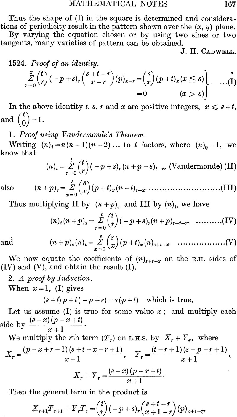 1524. Proof of an identity | The Mathematical Gazette | Cambridge Core