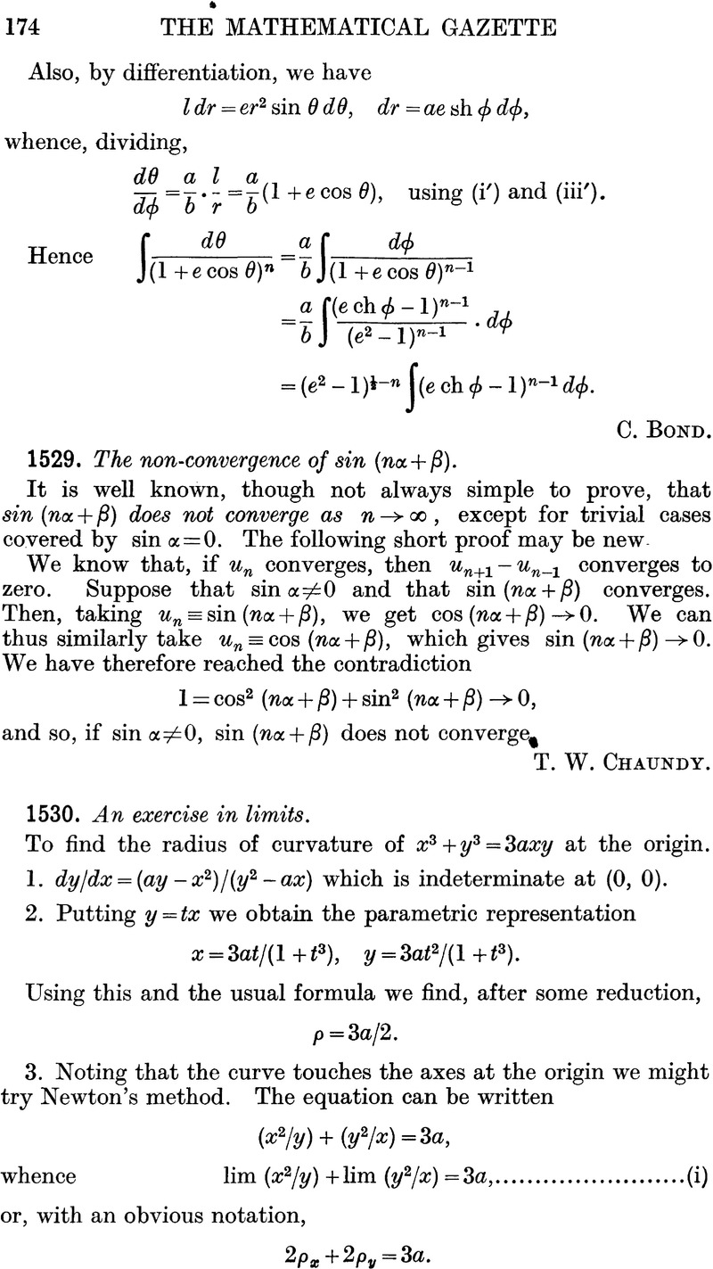 1529. The non-convergence of sin (nα + β) | The Mathematical Gazette ...