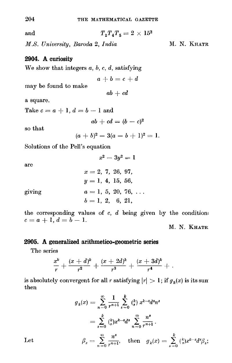 2905. A generalized arithmetico-geometric series | The Mathematical ...