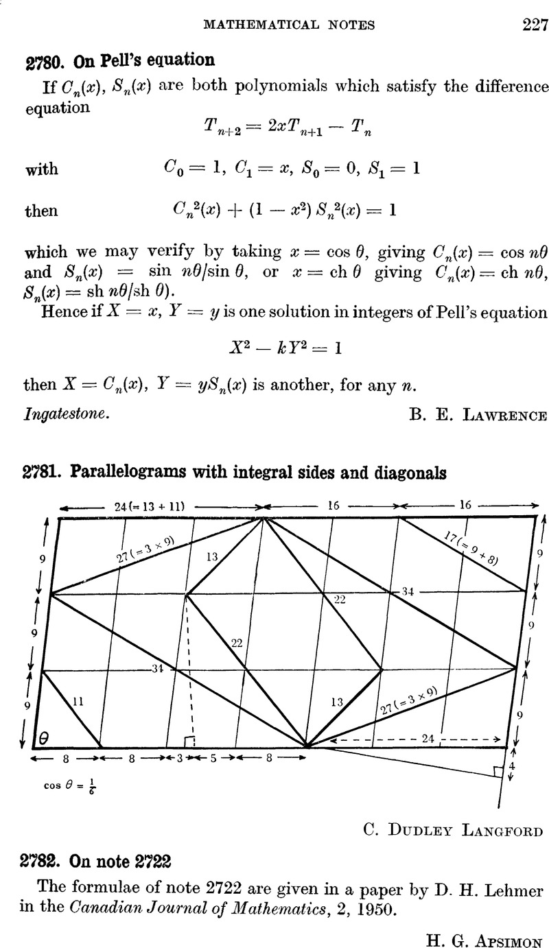 2780. On Pell's equation | The Mathematical Gazette | Cambridge Core