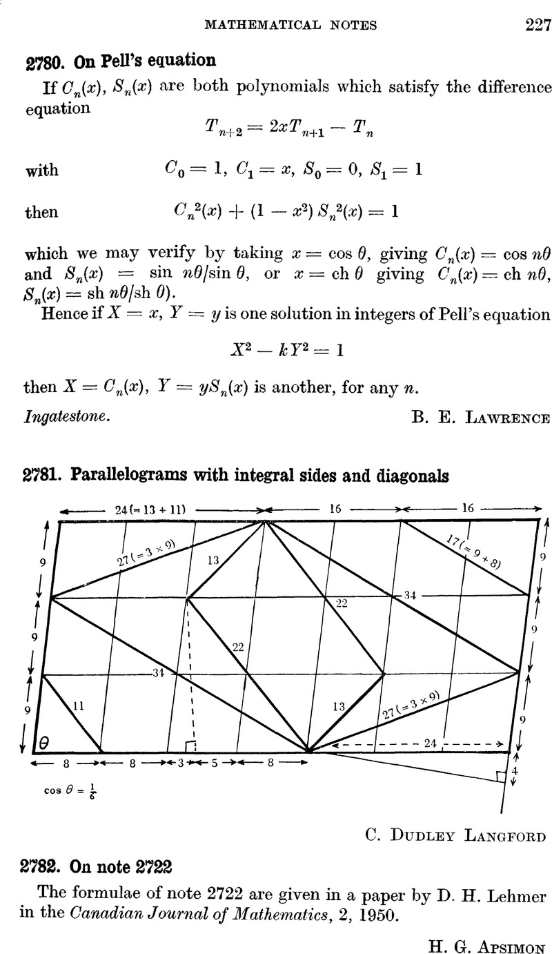 2781. Parallelograms with integral sides and diagonals | The ...