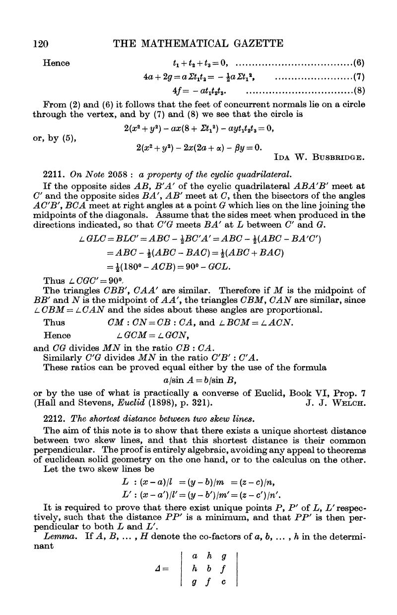 2212. The shortest distance between two skew lines | The Mathematical ...