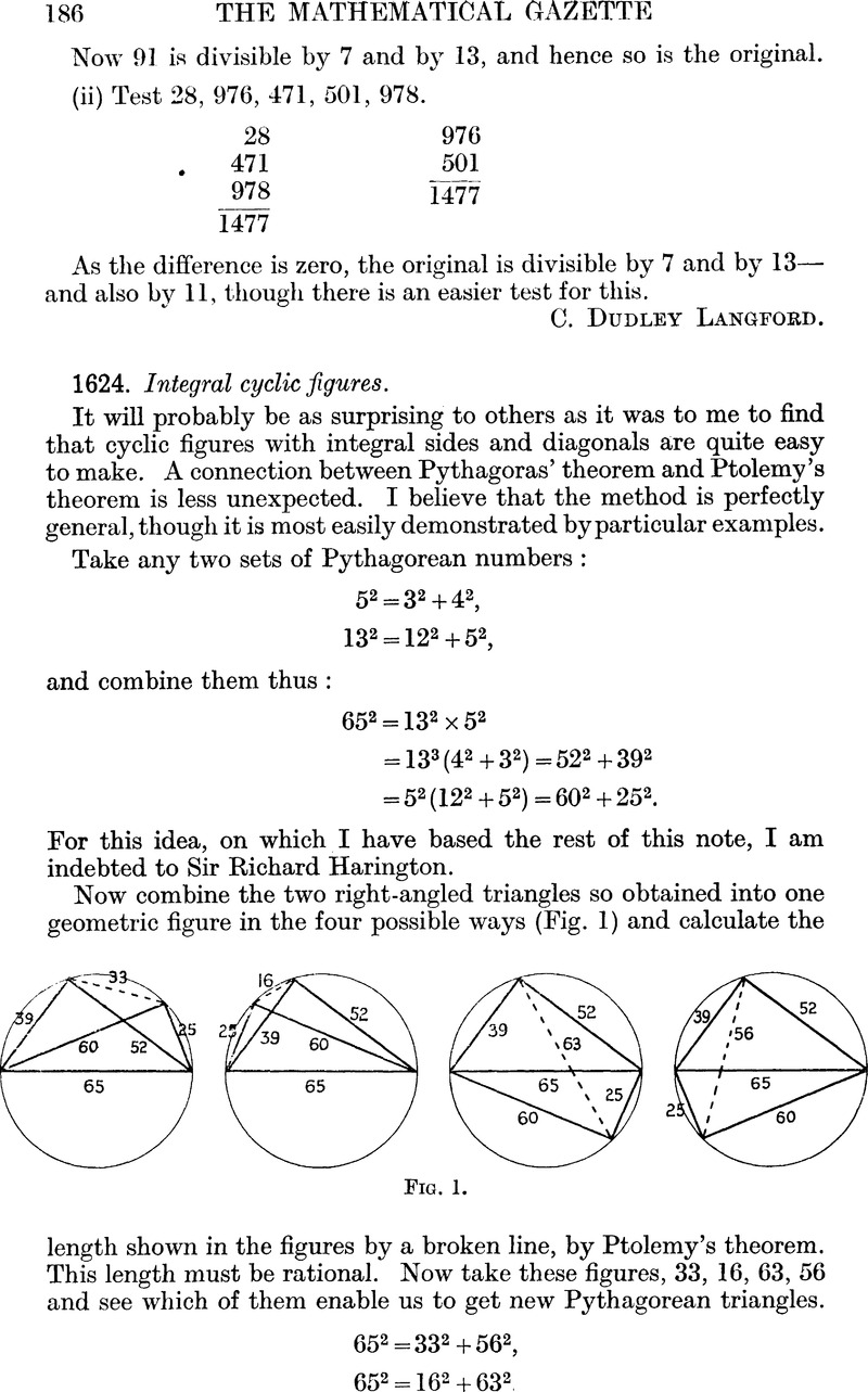 1624. Integral cyclic figures | The Mathematical Gazette | Cambridge Core