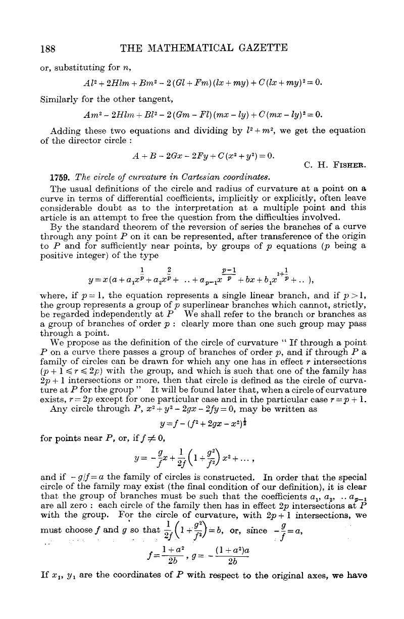 1759. The circle of curvature in Cartesian coordinates | The ...