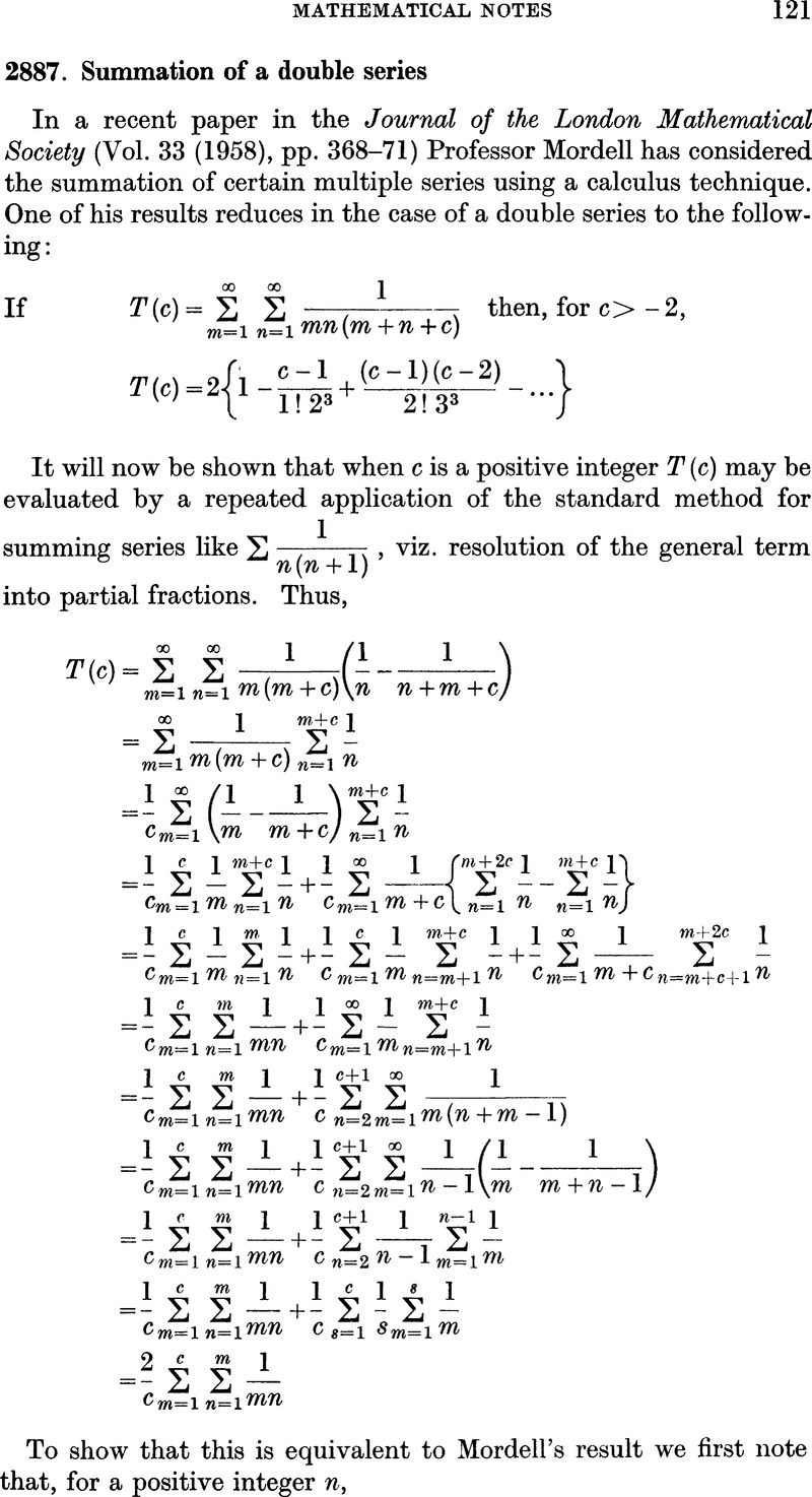 2887. Summation of a double series | The Mathematical Gazette ...