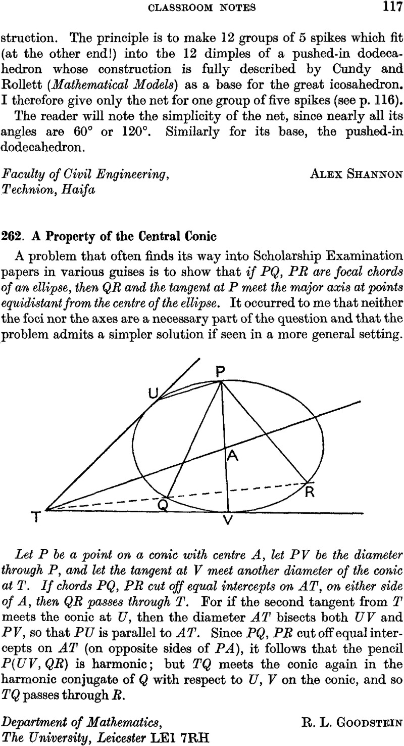262. A Property of the Central Conic | The Mathematical Gazette ...