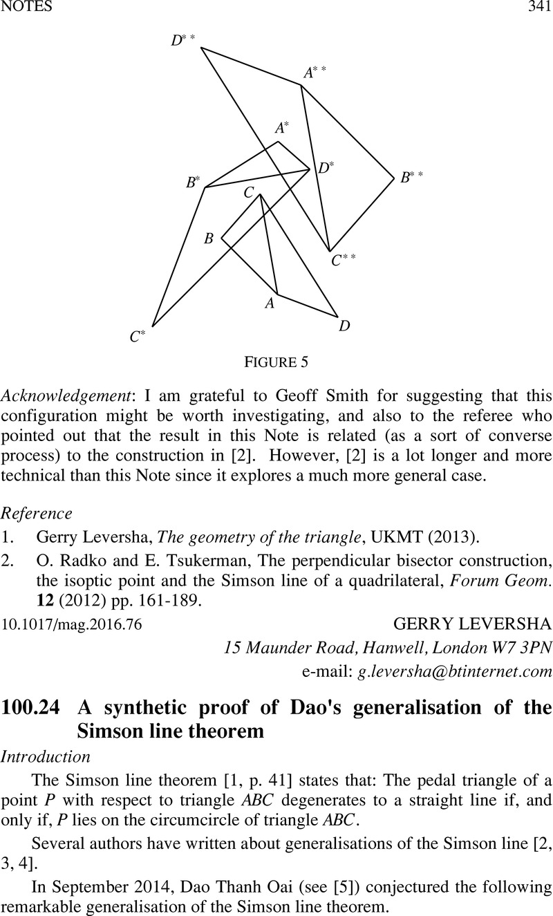 100.24 A synthetic proof of Dao's generalisation of the Simson line ...