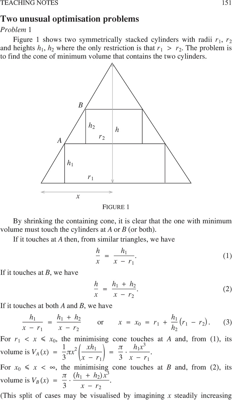 Two unusual optimisation problems | The Mathematical Gazette ...