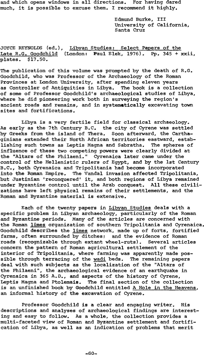 Joyce Reynolds (ed.), Libyan Studies: Select Papers of the Late R.G ...