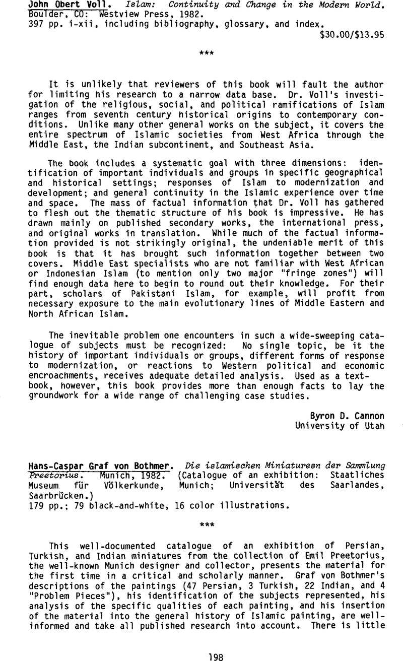 Hans-Caspar Graf von Bothmer. Die islamischen Miniaturesn der Sammlung ...