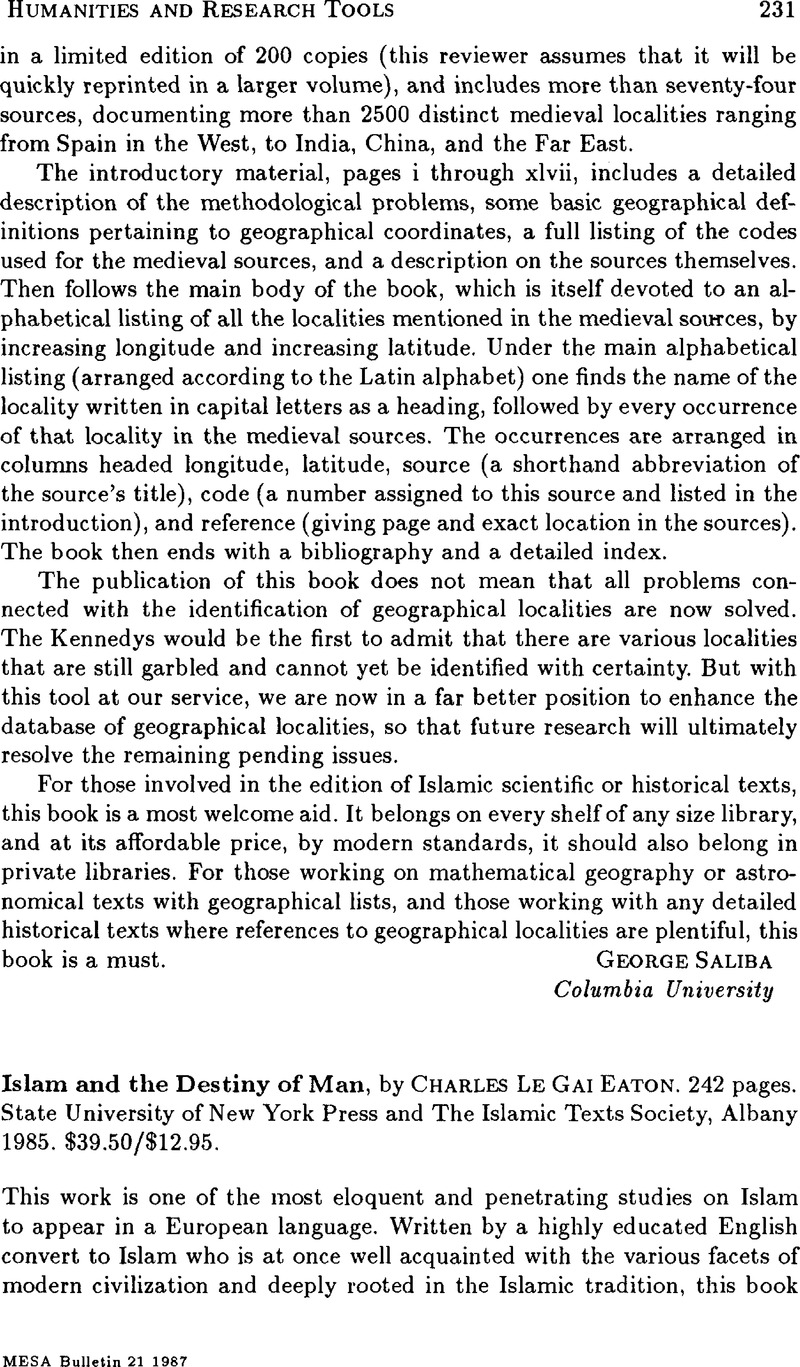 Islam and the Destiny of Man, by Charles Le Gai Eaton. 242 pages. State ...