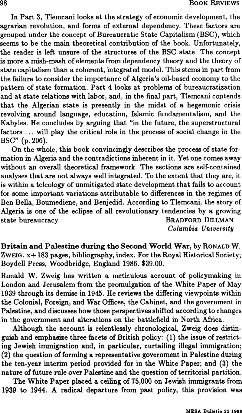 Britain and Palestine during the Second World War, by Ronald W. Zweig ...