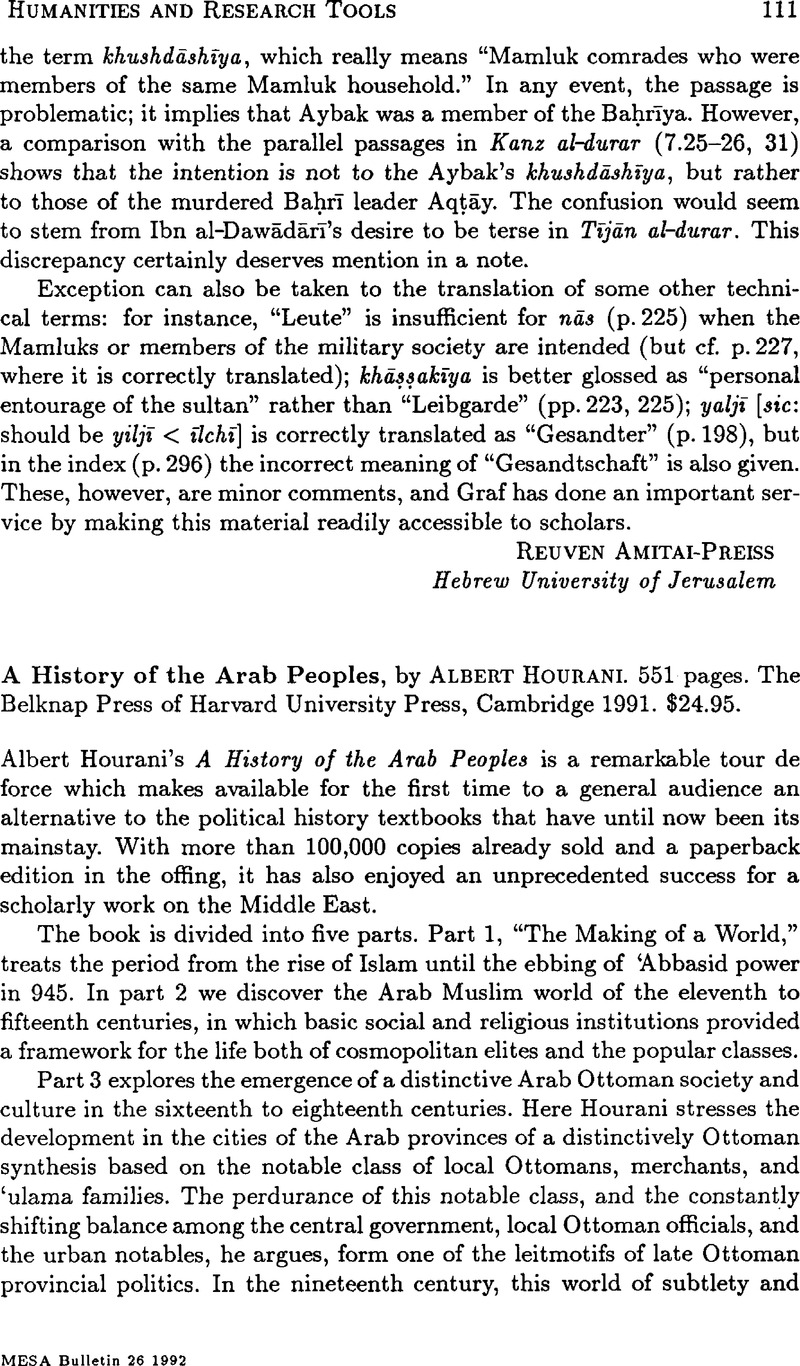 A History of the Arab Peoples, by Albert Hourani. 551 pages. The ...