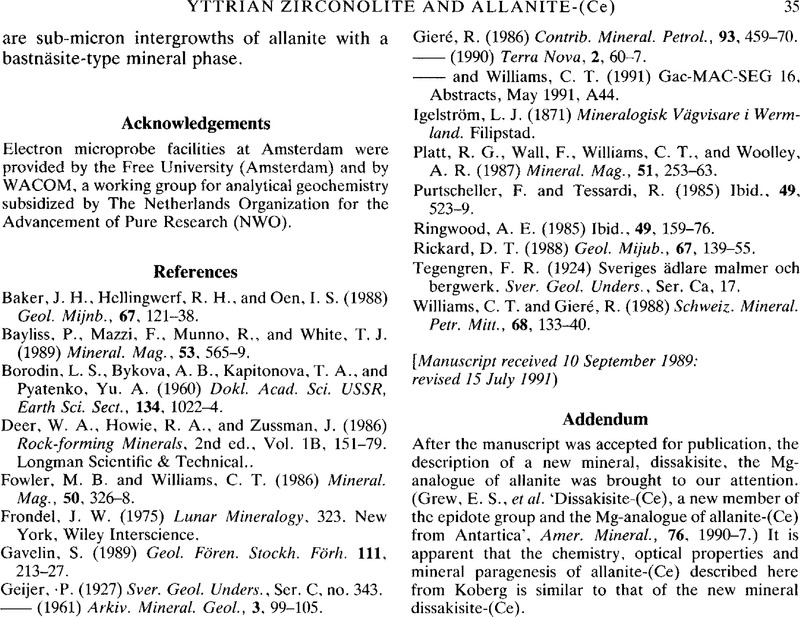 Addendum | Mineralogical Magazine | Cambridge Core