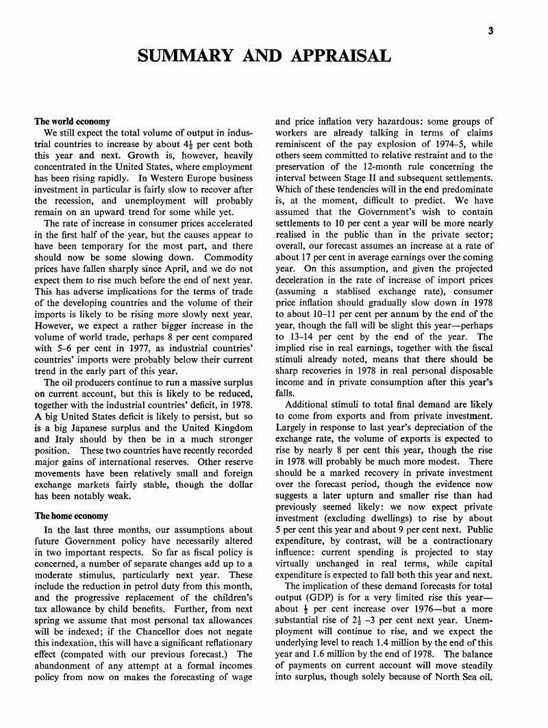 Summary and Appraisal | National Institute Economic Review | Cambridge Core