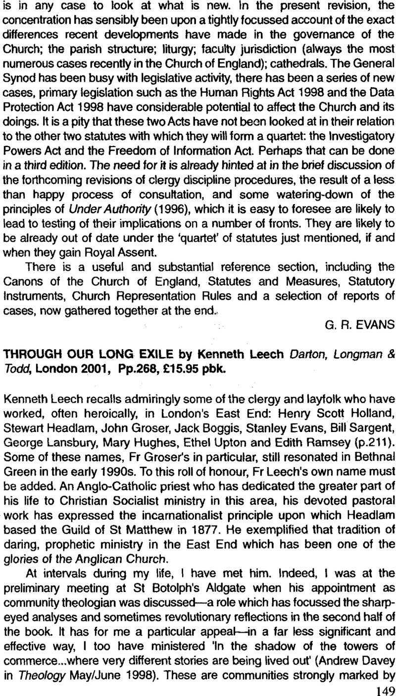 Through Our Long Exile by Kenneth Leech Darton, Longman & Todd, London ...