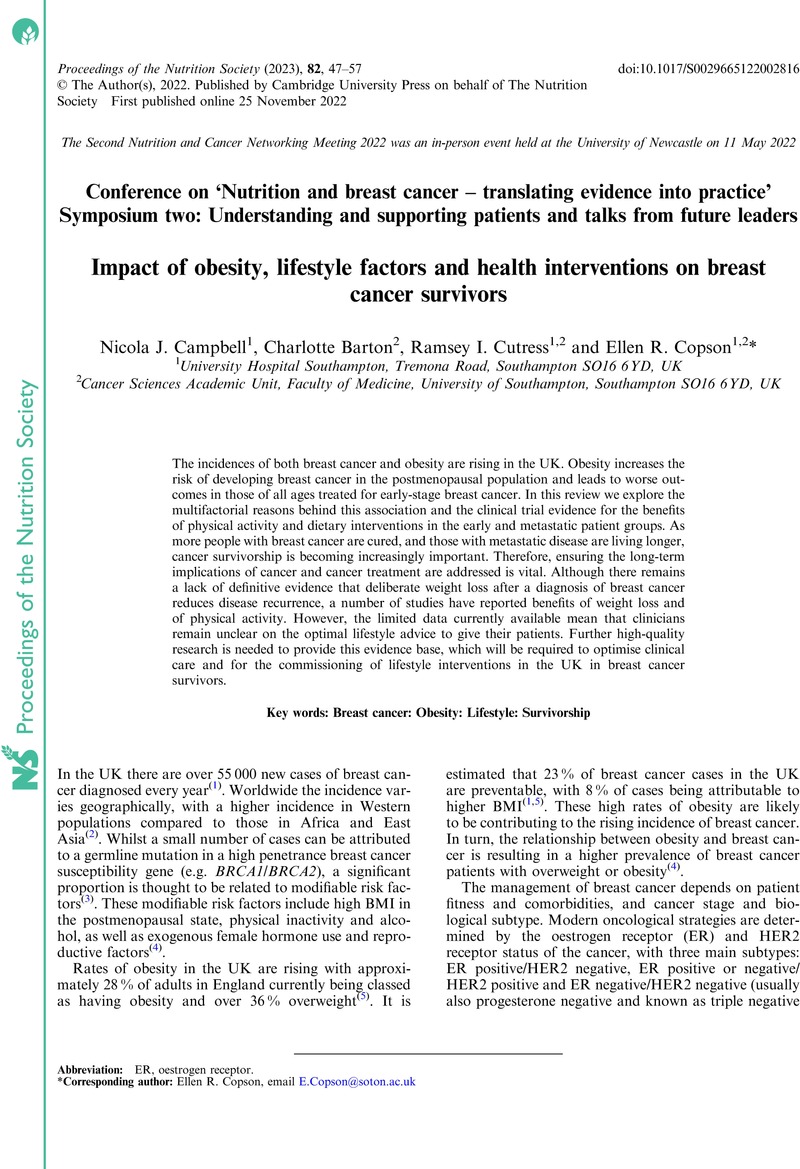 The impact of obesity, lifestyle factors and health interventions on ...