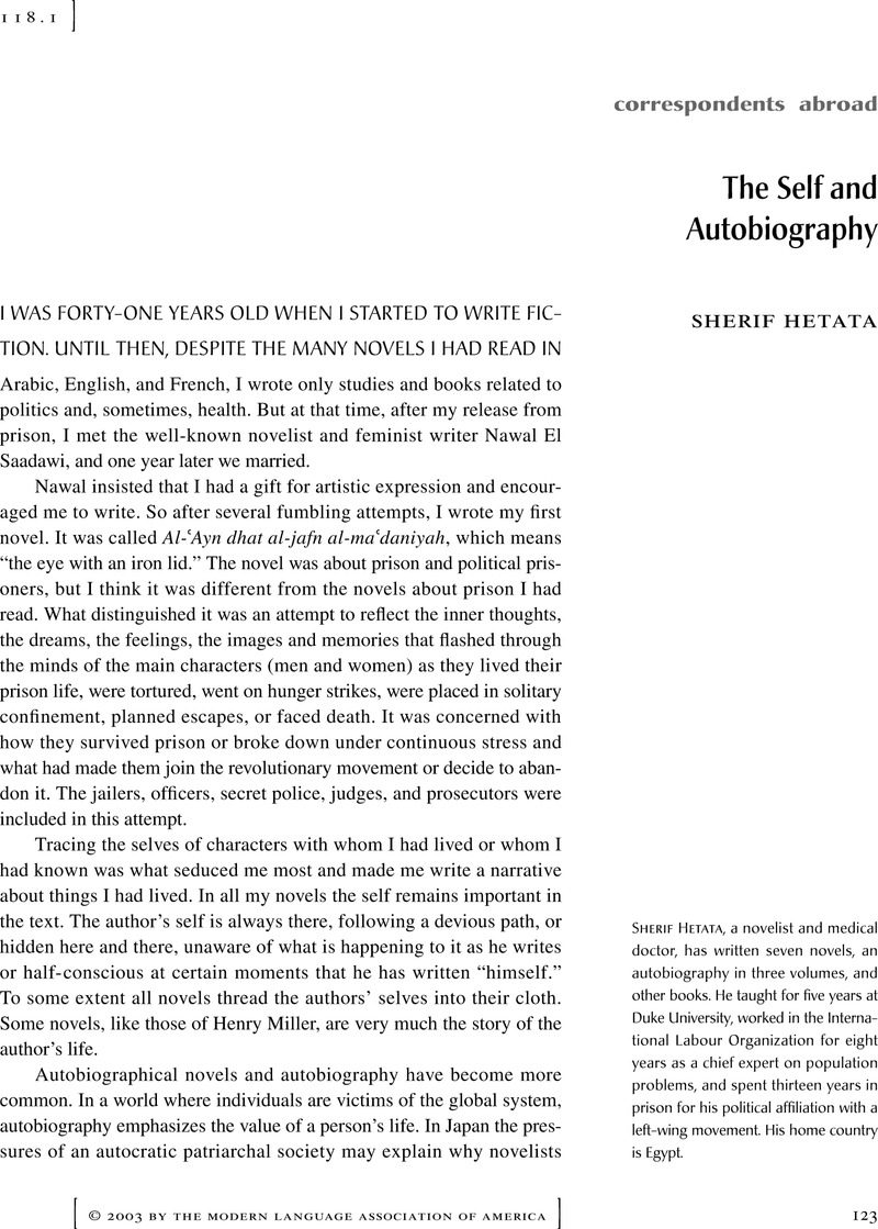 The Self and Autobiography | PMLA | Cambridge Core
