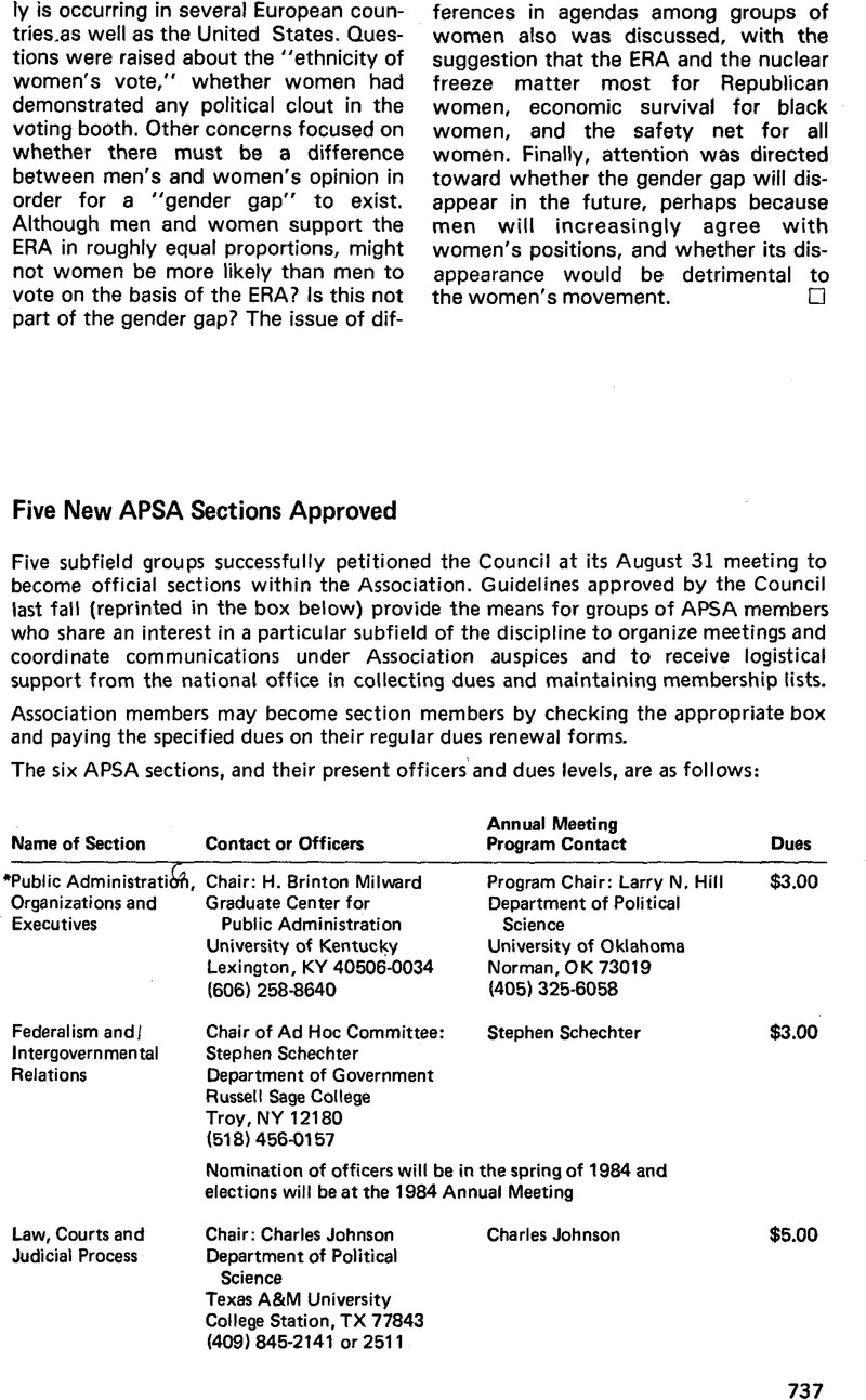 Five New APSA Sections Approved | PS: Political Science & Politics ...