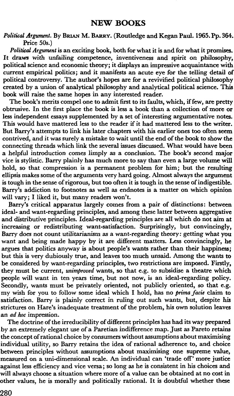 Political Argument By Brian M. Barry. (Routledge and Kegan Paul. 1965 ...
