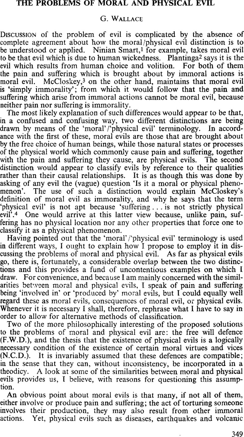 The Problems of Moral and Physical Evil | Philosophy | Cambridge Core