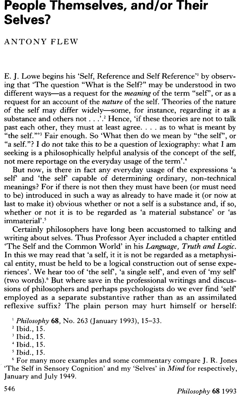 People Themselves, and/or Their Selves? | Philosophy | Cambridge Core