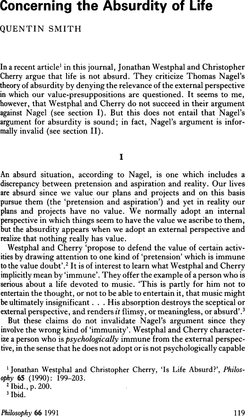 Concerning the Absurdity of Life | Philosophy | Cambridge Core