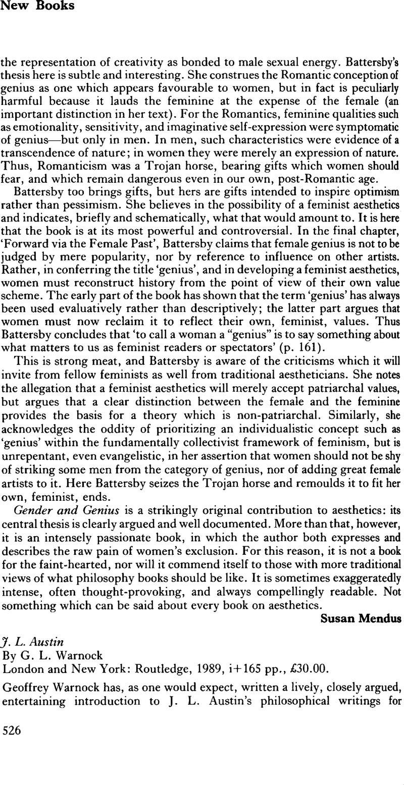 J. L. Austin By G. L. Warnock London and New York: Routledge, 1989, i ...