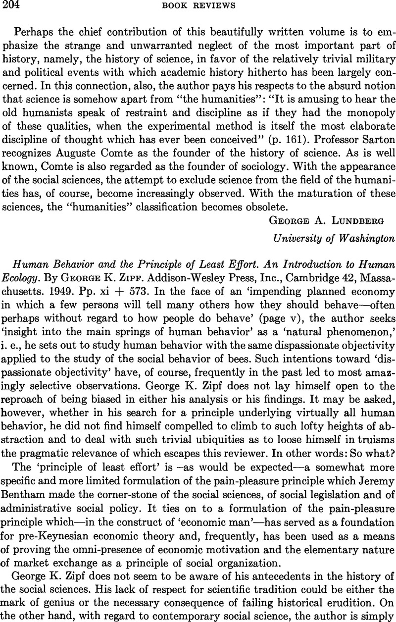Human Behavior and the Principle of Least Effort. An Introduction to ...