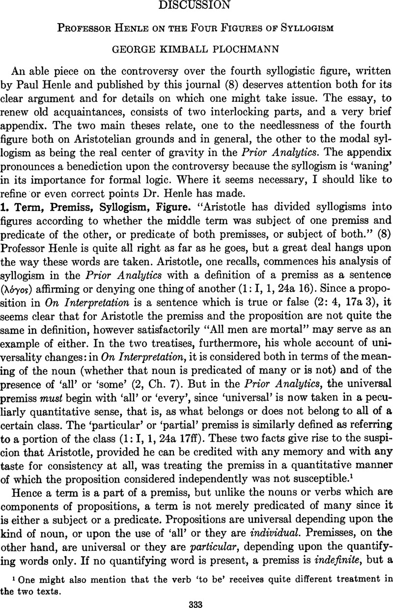 Professor Henle on the Four Figures of Syllogism | Philosophy of ...