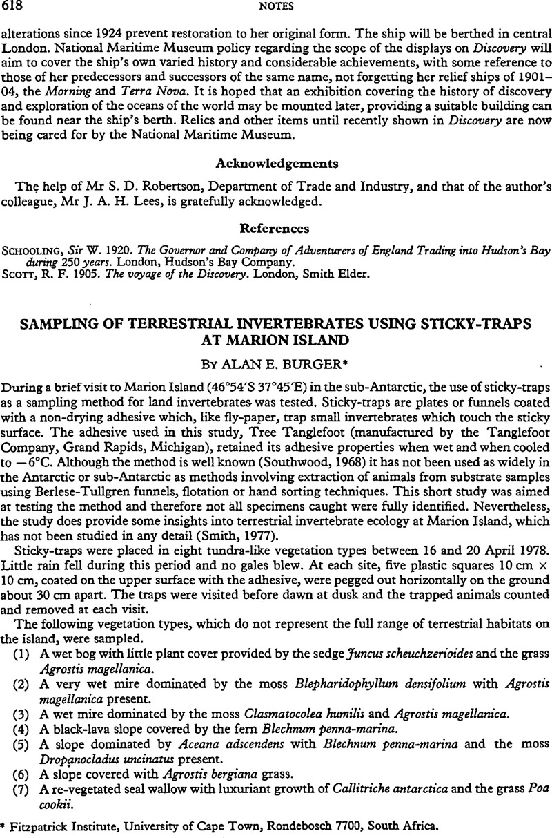 Sampling of Terrestrial Invertebrates Using Sticky-Traps at Marion ...