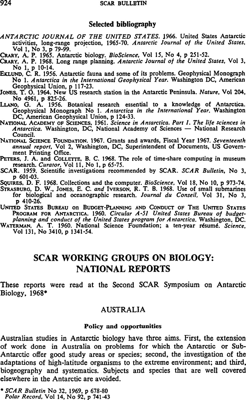 SCAR Working Groups on Biology: national reports | Polar Record ...
