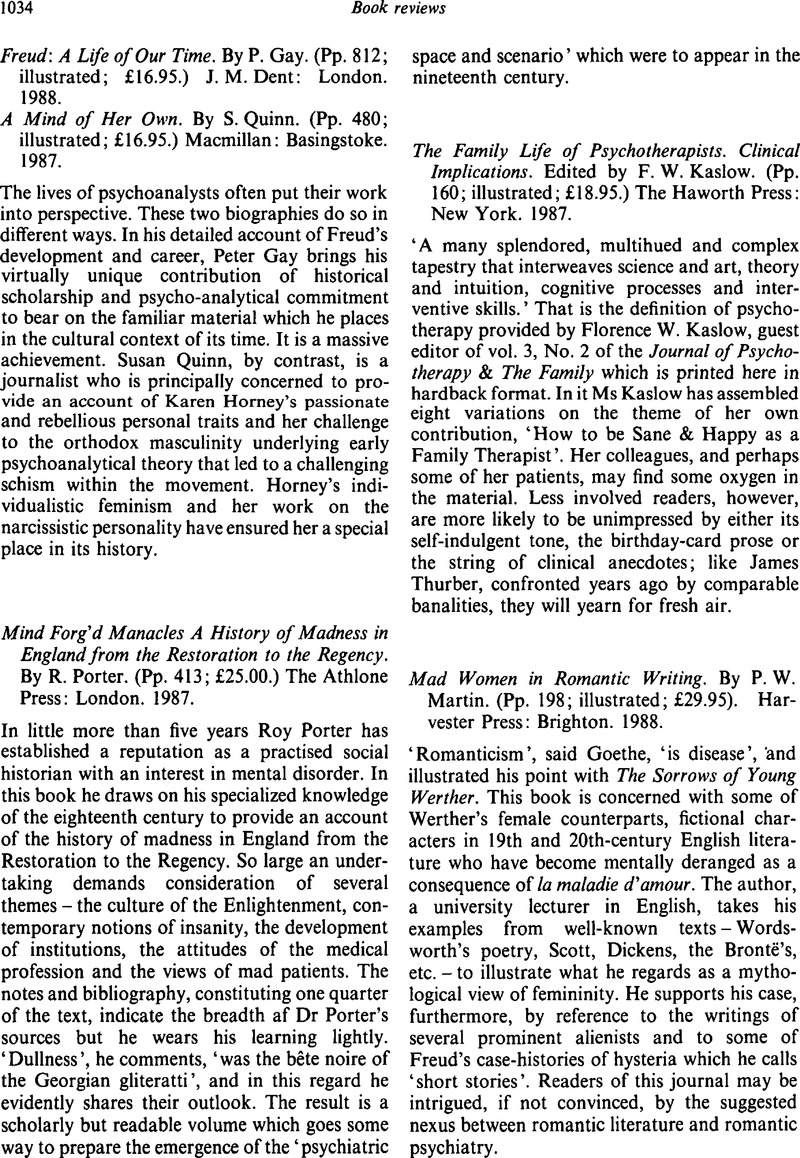 Mind Forg'd Manacles A History of Madness in England from the ...