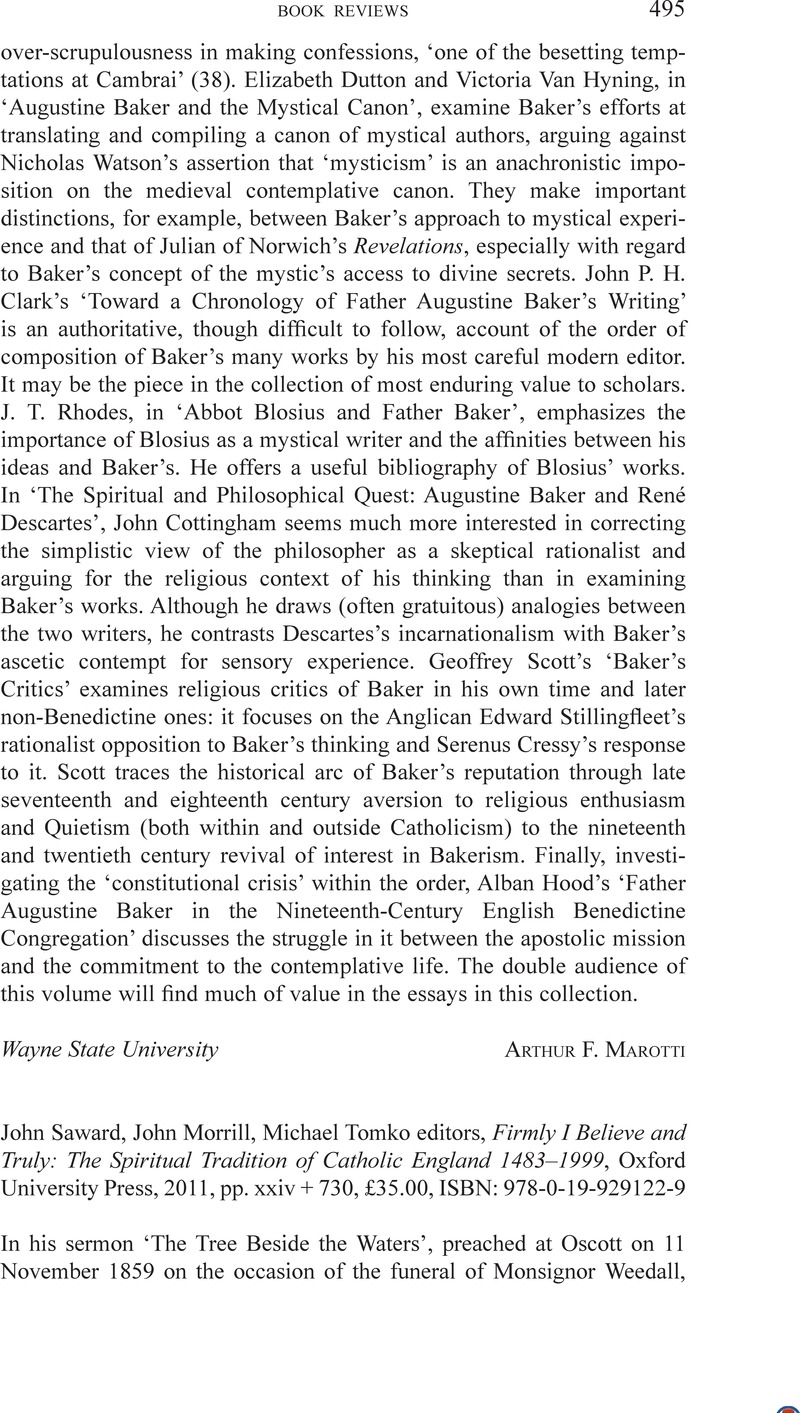 John Saward, John Morrill, Michael Tomko editors, Firmly I Believe and ...