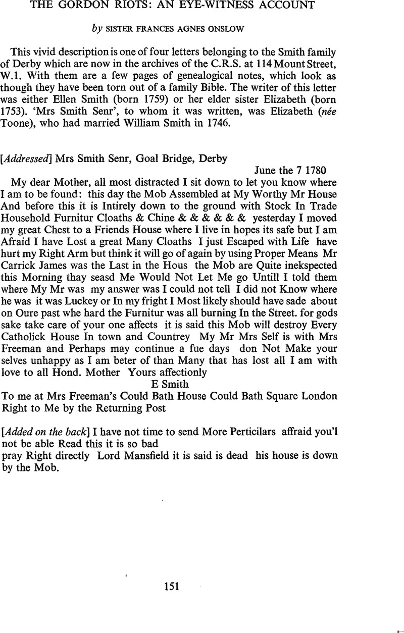 The Gordon Riots: An Eye-Witness Account | British Catholic History ...