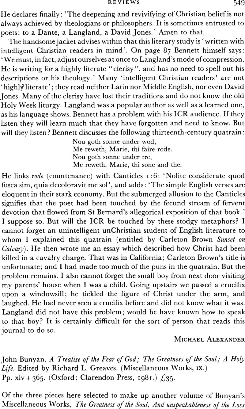 John Bunyan. A Treatise of the Fear of God; The Greatness of the Soul ...