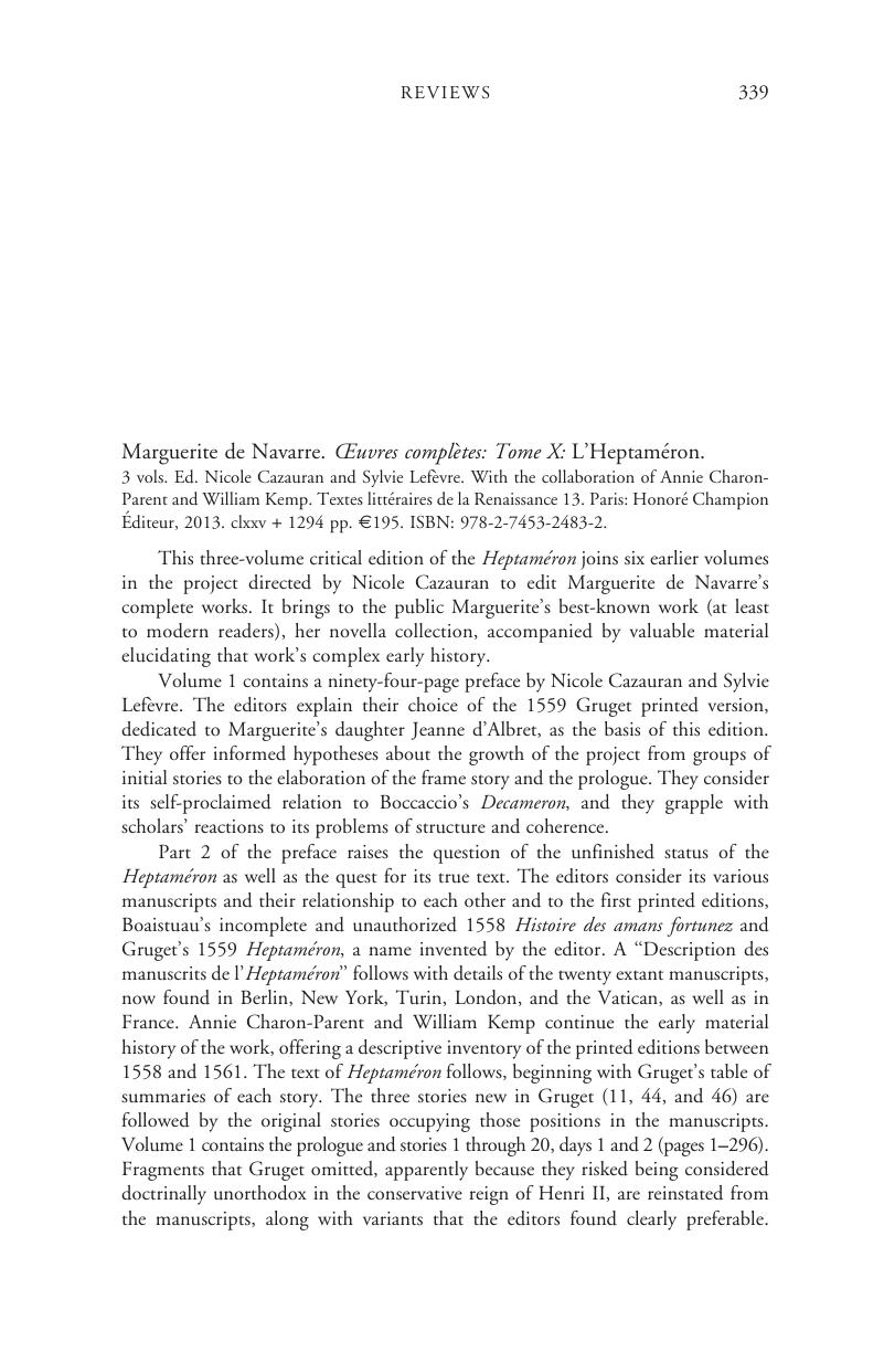 Marguerite de Navarre. Œuvres complètes: Tome X: L’Heptaméron. 3 vols ...