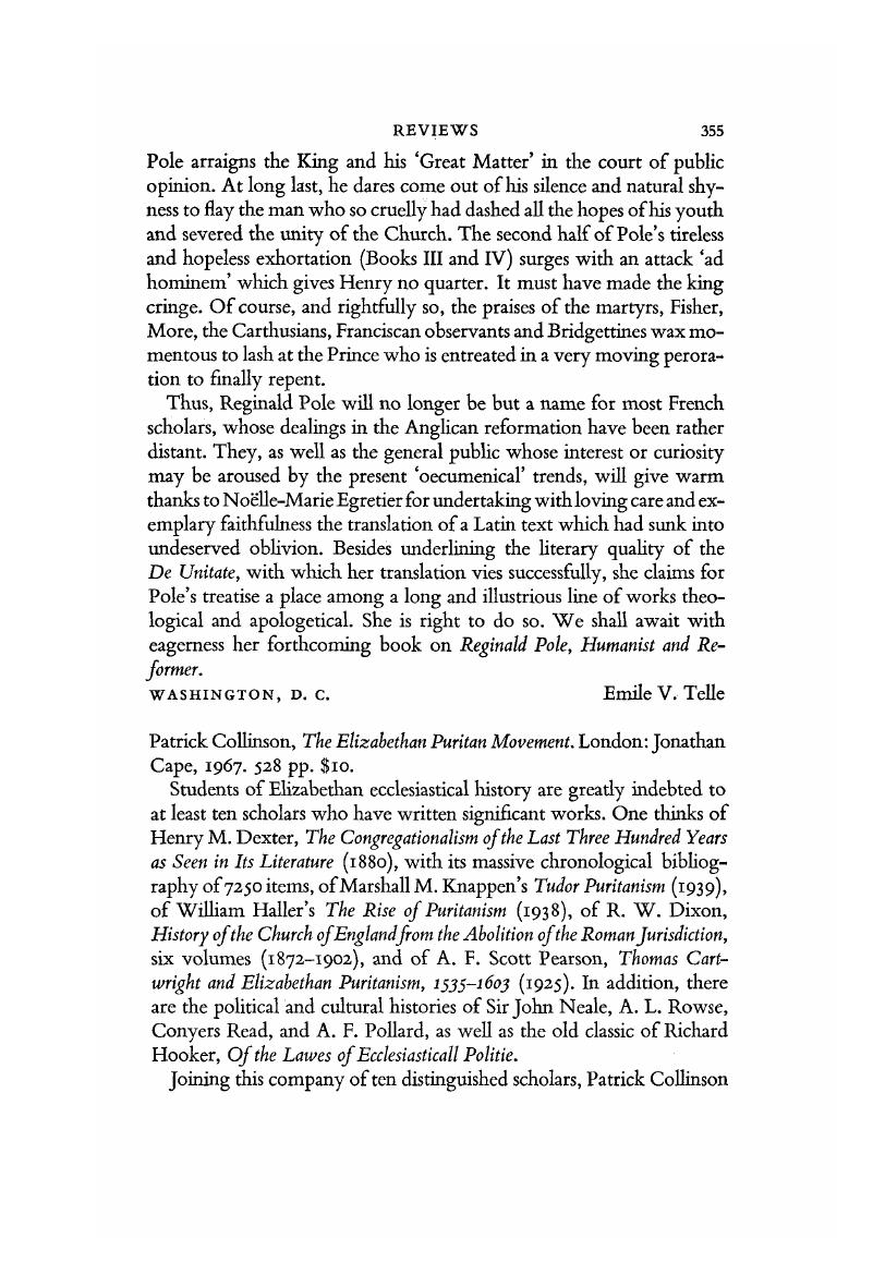 Patrick Collinson, The Elizabethan Puritan Movement. London: Jonathan ...