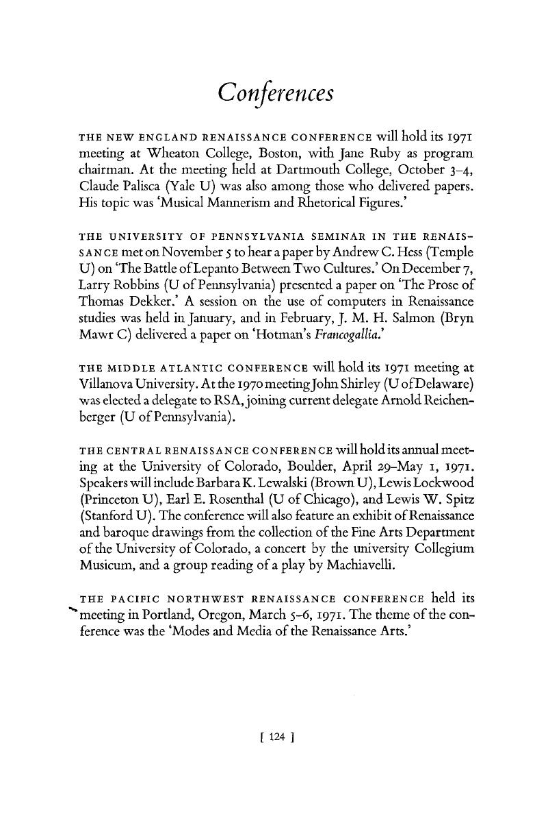 Conferences | Renaissance Quarterly | Cambridge Core