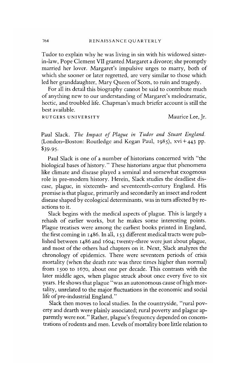 Paul Slack. The Impact of Plague in Tudor and Stuart England. (London ...