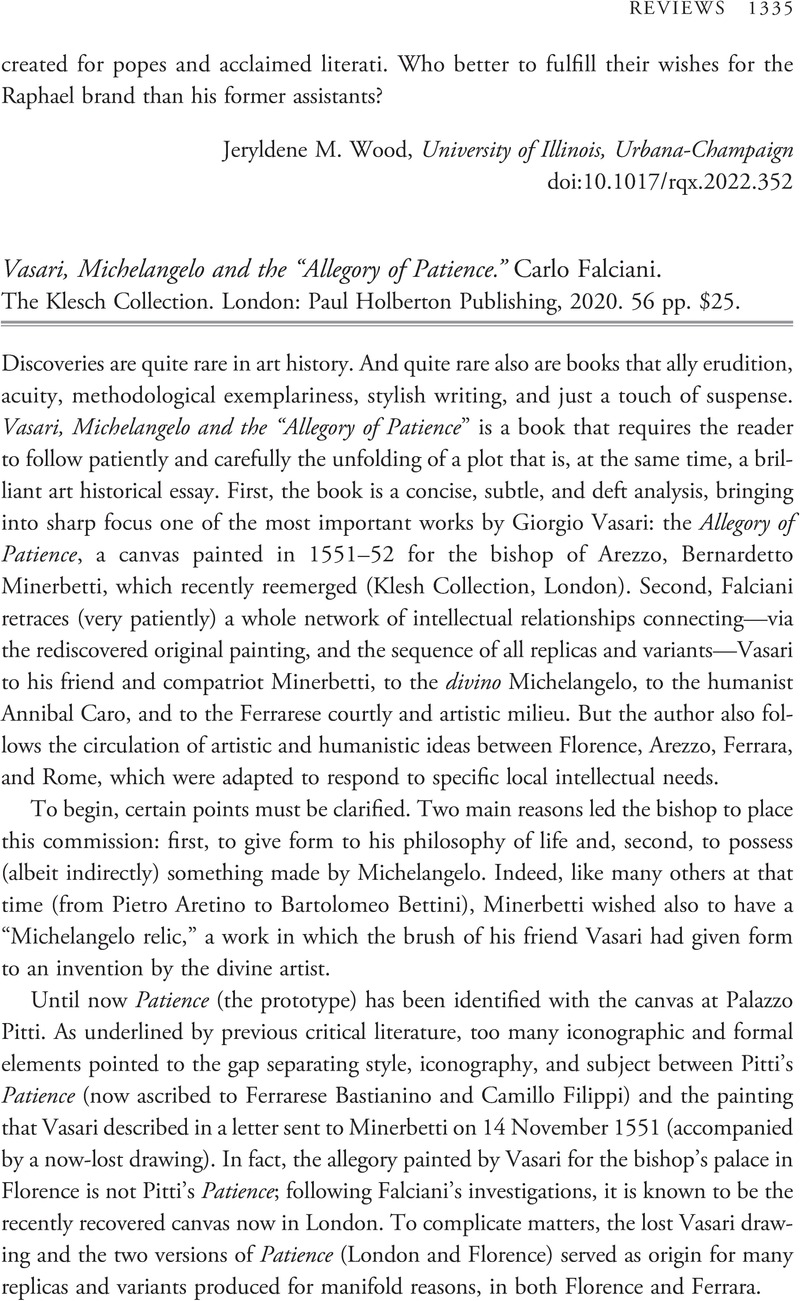 Vasari, Michelangelo and the “Allegory of Patience.” Carlo Falciani ...