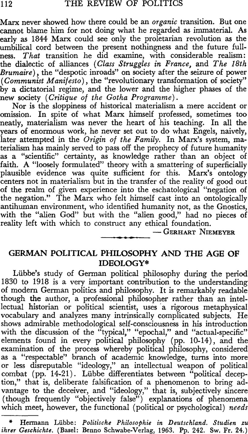 German Political Philosophy and the Age of Ideology - Hermann Lübbe ...