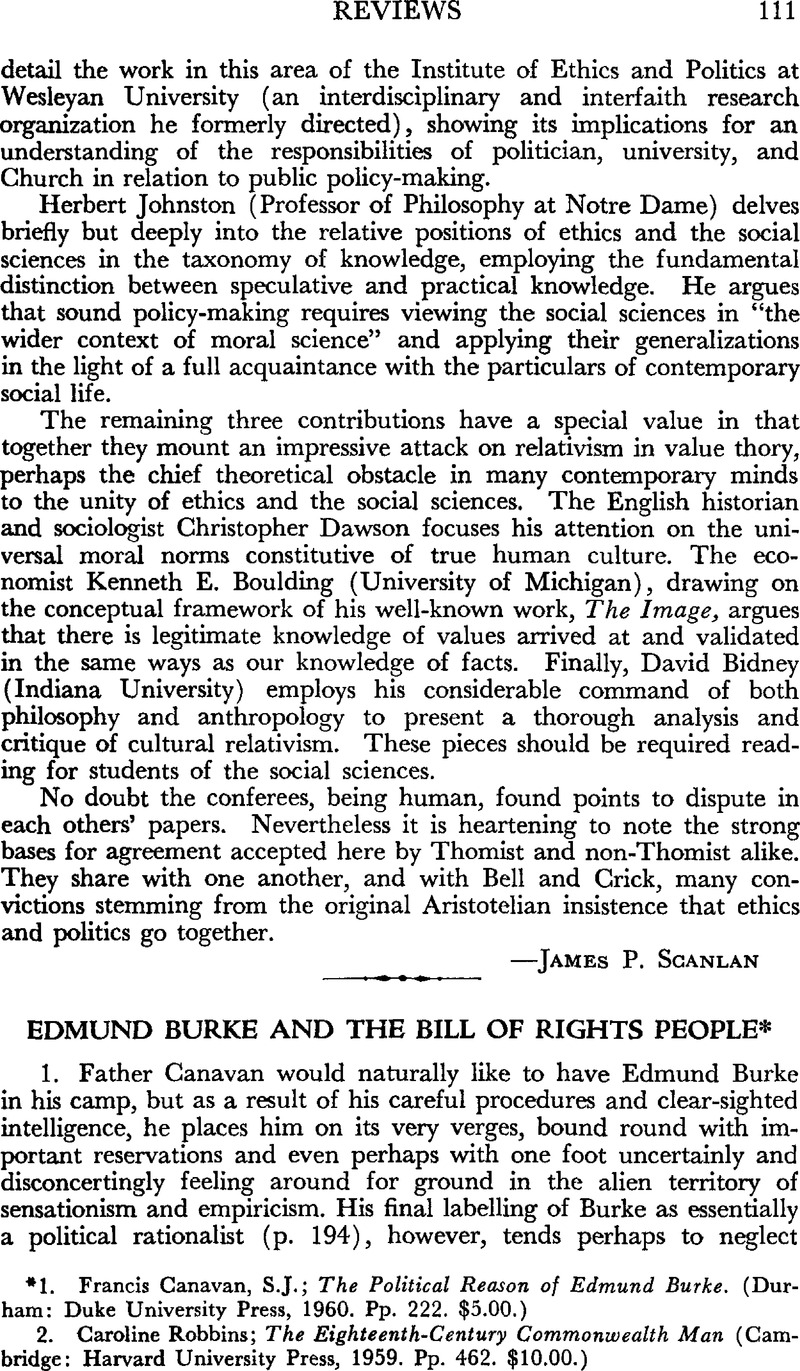 Edmund Burke and the Bill of Rights People - 1. S. J. Francis Canavan ...