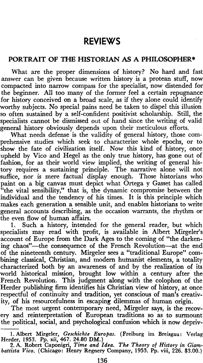 Portrait of the Historian as a Philosopher - 1. Albert Mirgeler ...