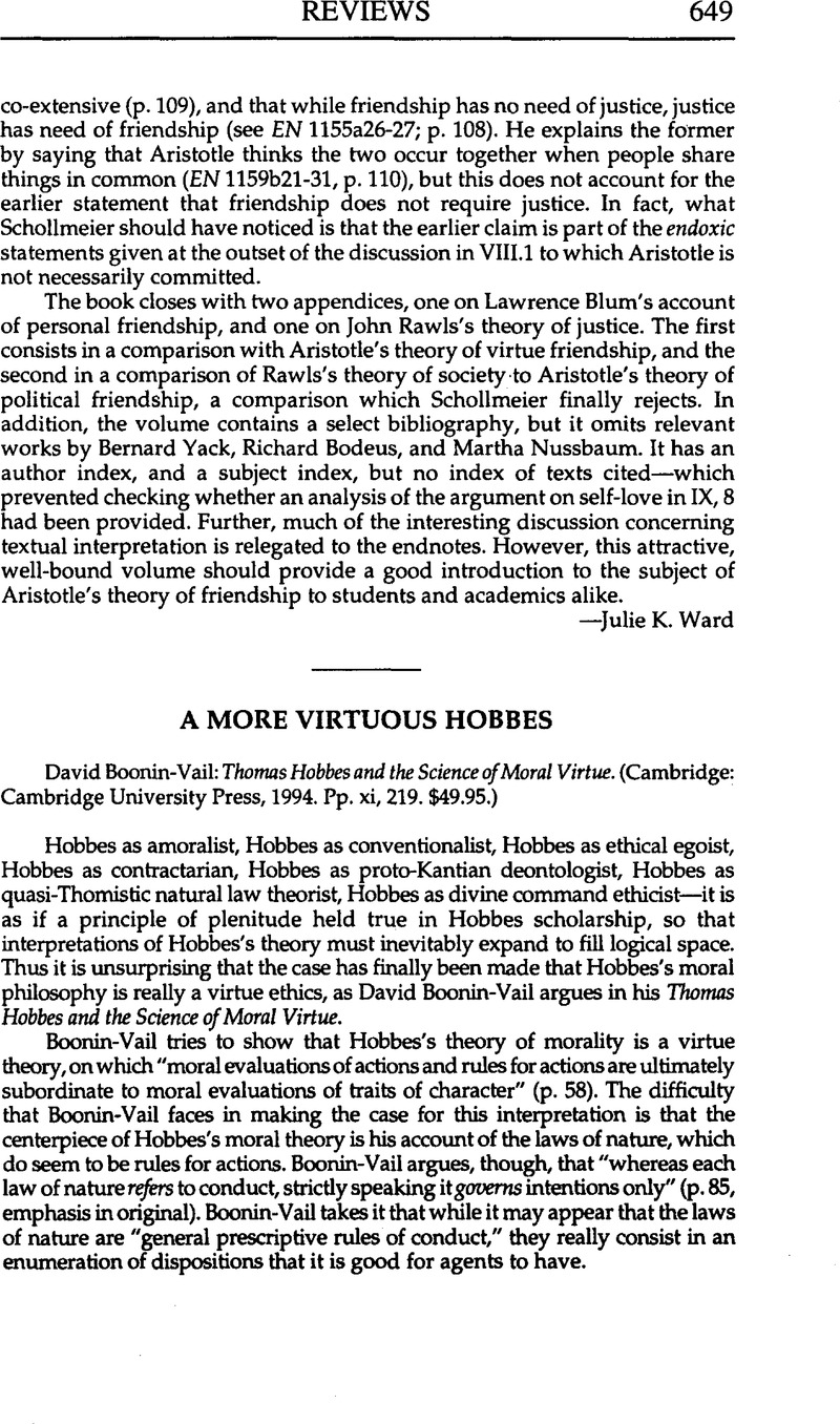 A More Virtuous Hobbes - David Boonin-Vail: Thomas Hobbes and the ...